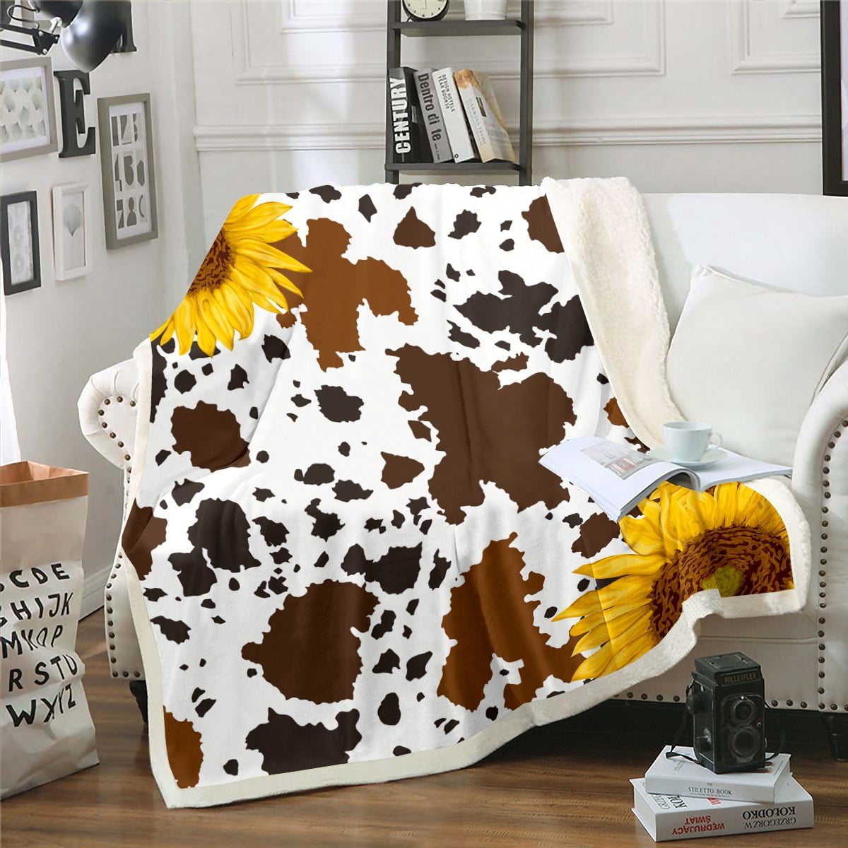 Brown Cowhide Throw Blanket 40"x50",Cattle Highland Cow Milk Cow Print ...