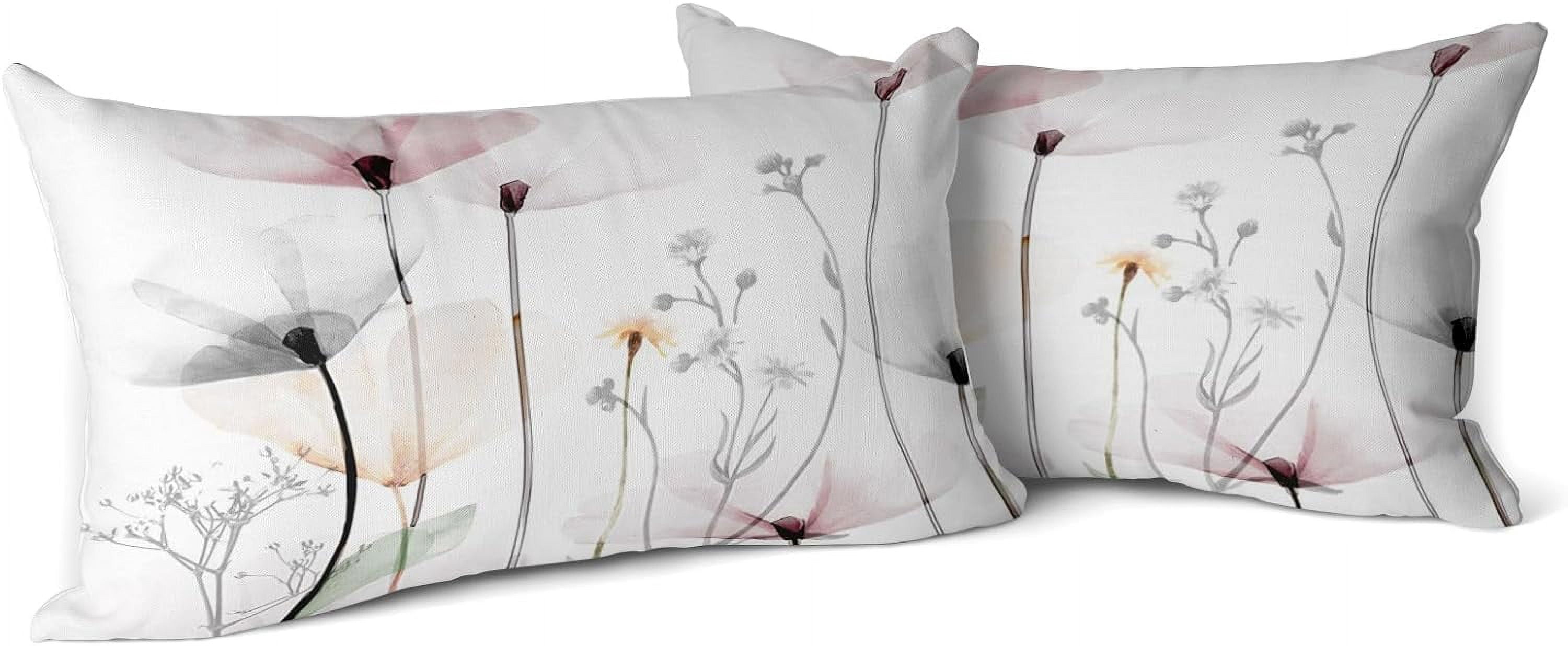Brown Cream Grey Pink Pillow Covers Watercolor Flower Couch 12x20 ...