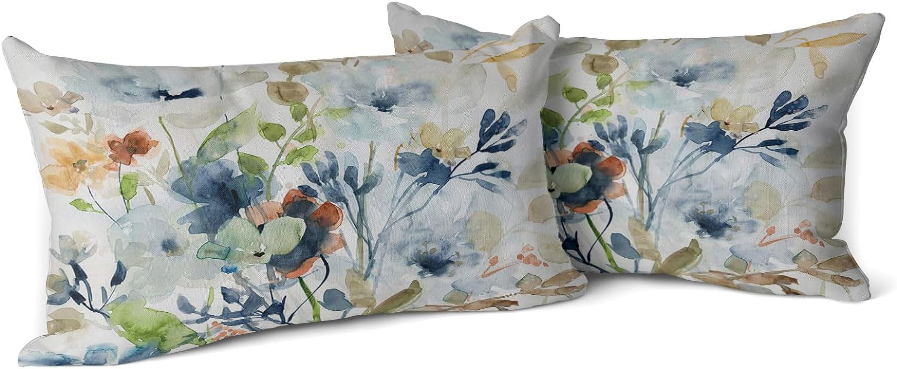 Brown Cream Grey Teal Floral 12x20 Pillow Covers Watercolor Flower ...