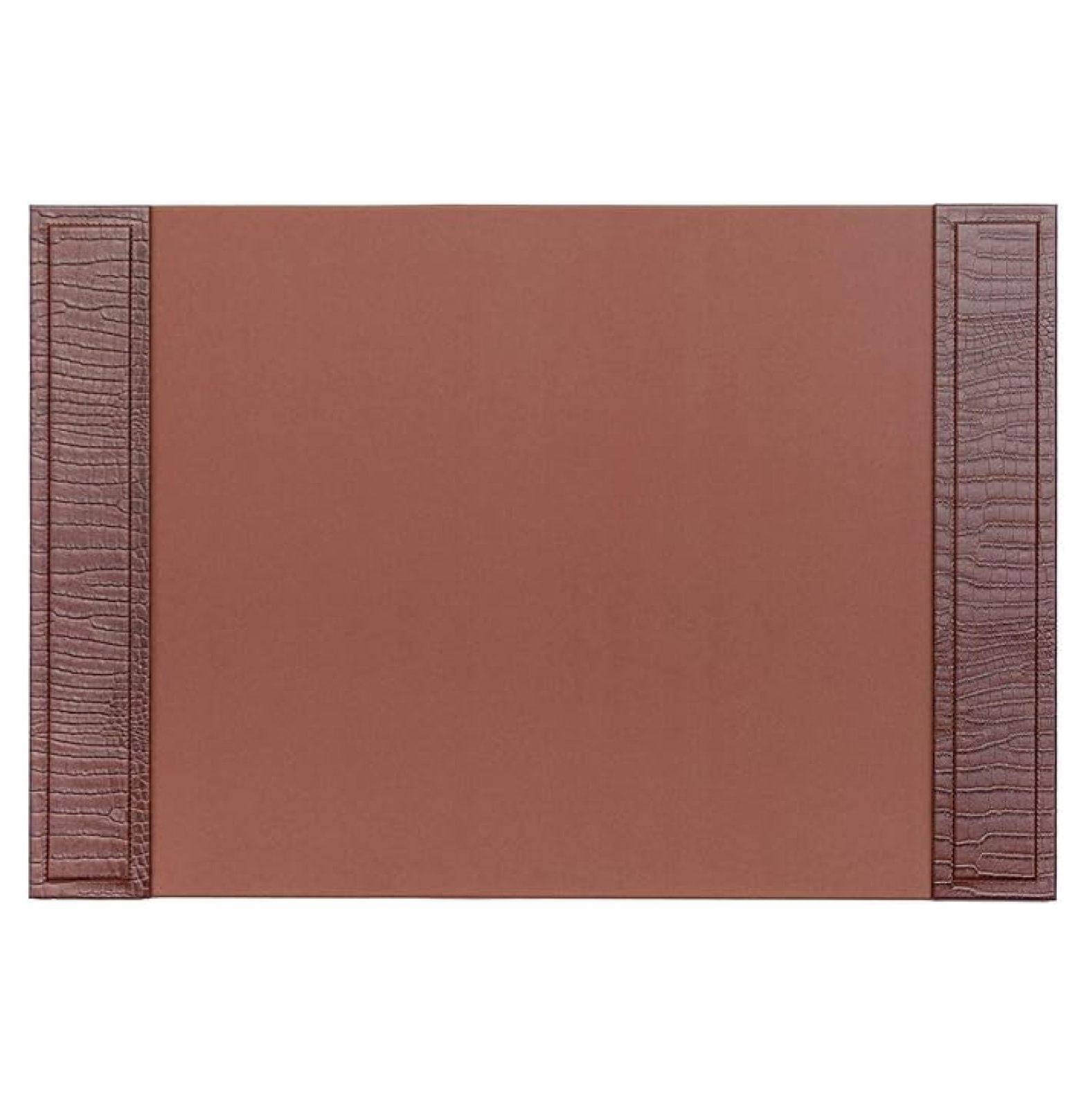 Brown Crocodile Embossed Leather Desk pad with Side-Rails, 25.5 by 17. ...