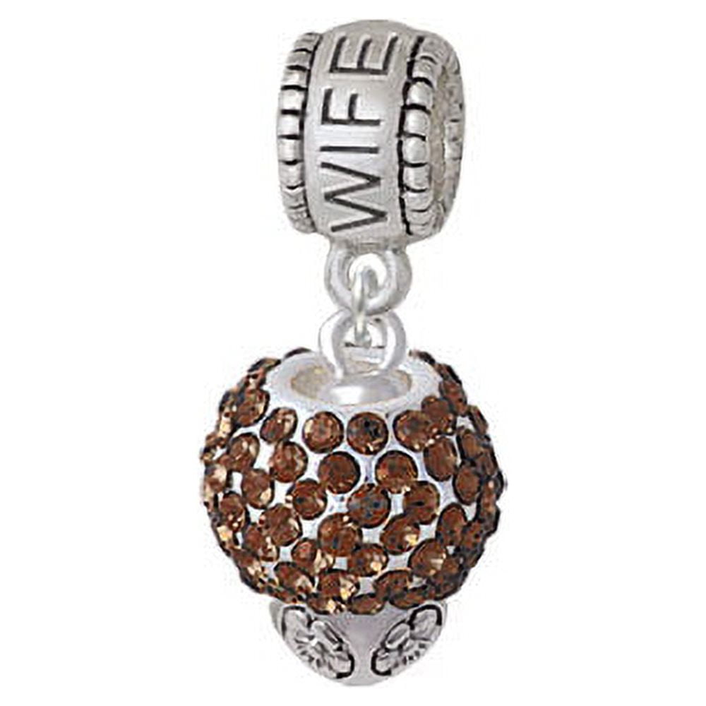 Brown Crystal Sparkle Spinner - Wife Charm Bead - Walmart.com