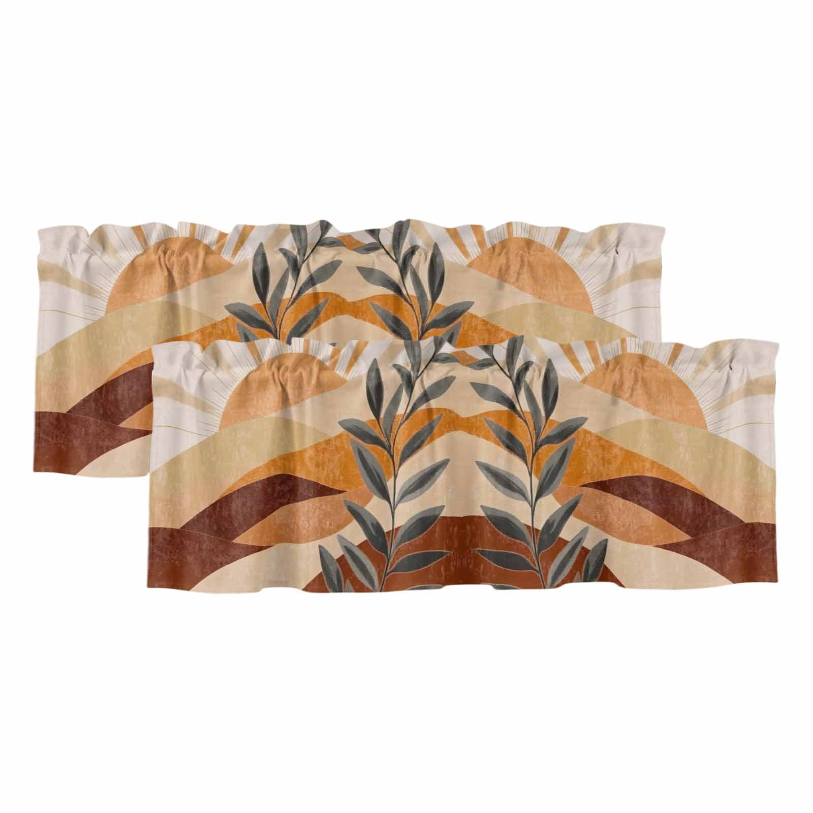 Brown Curtain Valances for Windows, Kitchen Valance Window Treatments ...