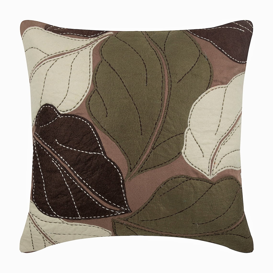 Brown Cushion Covers, Multicolor Leaf Applique Tropical Theme Pillows ...