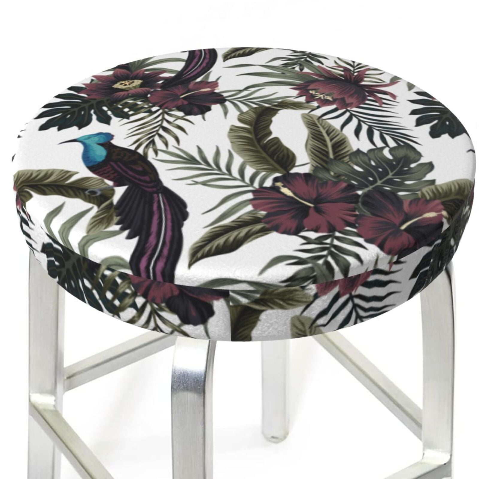 Brown Cute Bird of Paradise Bar Stool Covers Round - Washable Round ...