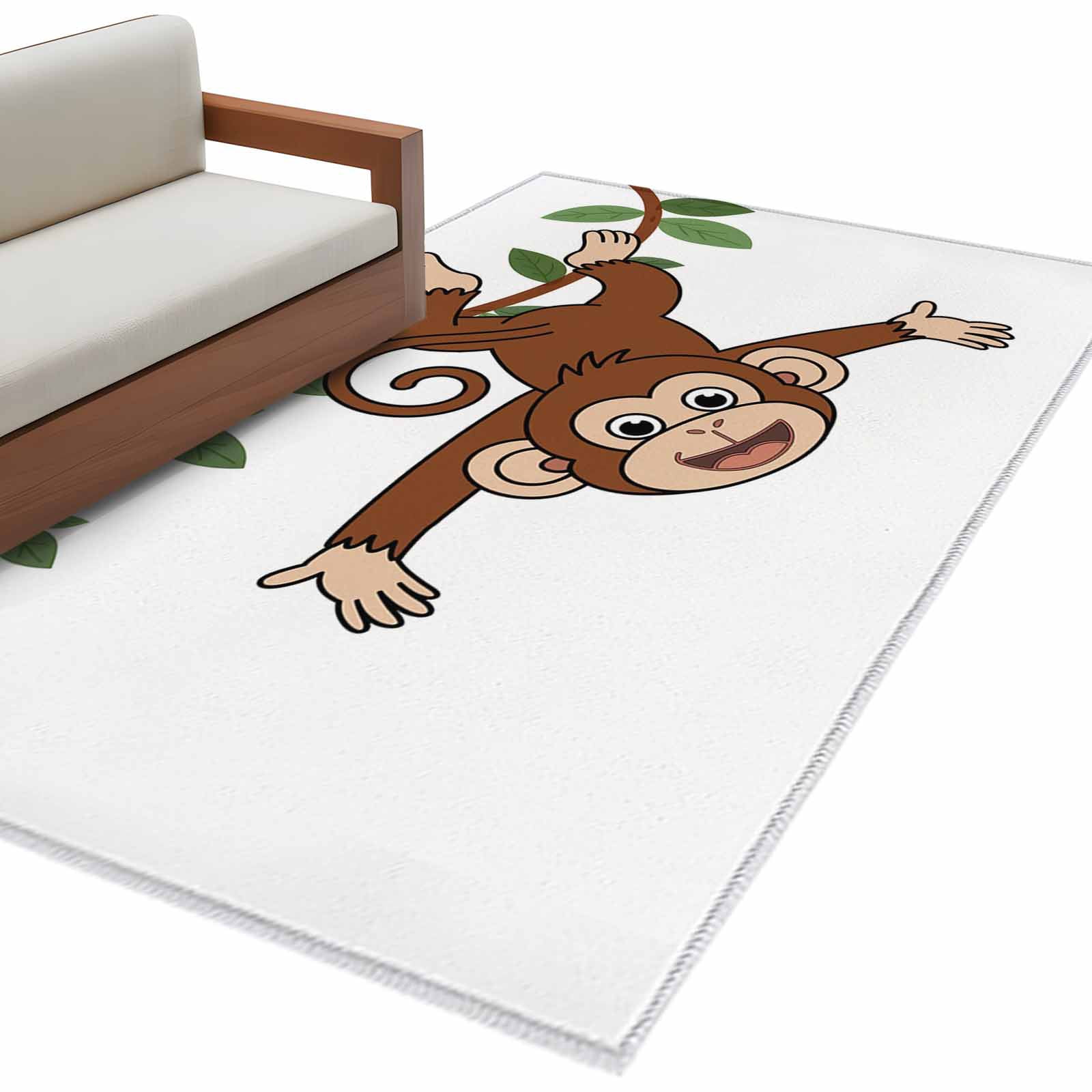 Brown Cute Monkey Large Area Rugs for Bedroom Living Room, Soft Non ...