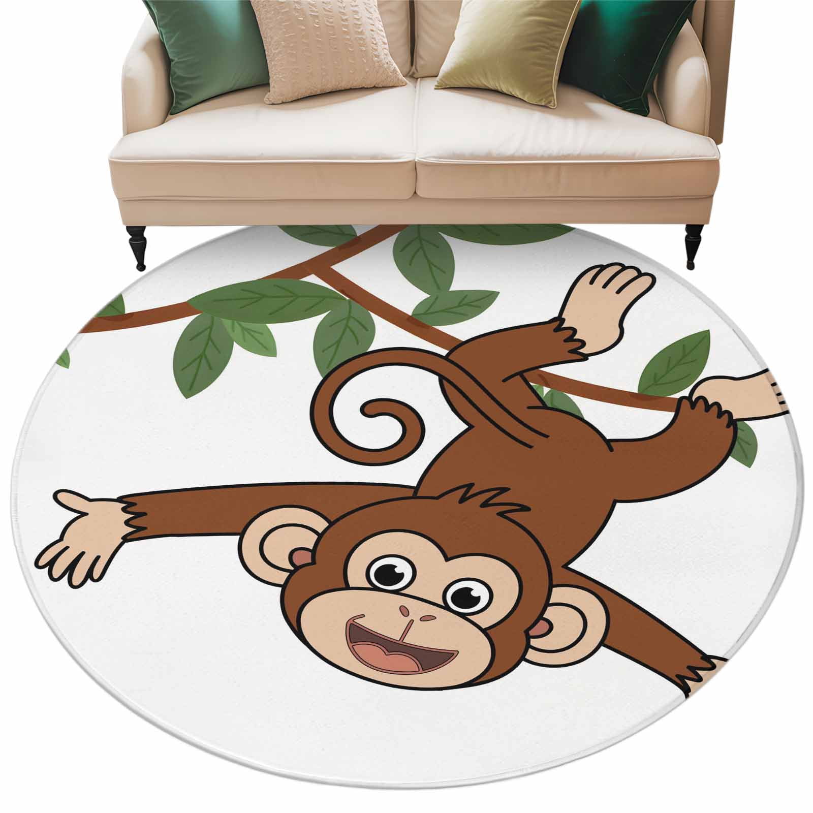 Brown Cute Monkey Large Area Rugs for Bedroom Living Room, Soft Non ...