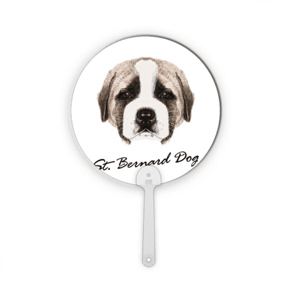 Brown Cute St.Bernard Dog Pet Animal Plastic Round Handheld Fan ...