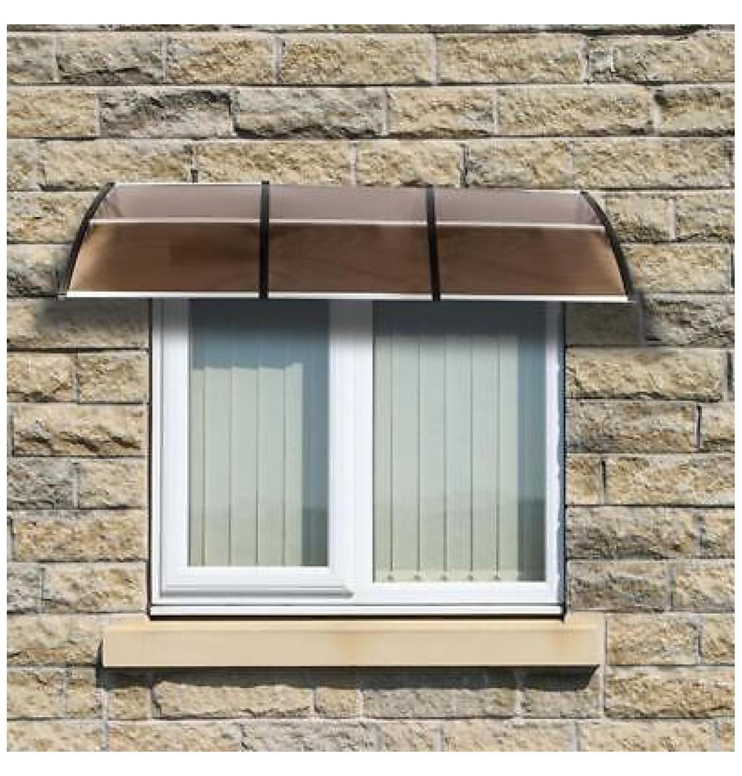 Brown DIY 120"x 40" Window Awning Front Door Canopy Cover Yard Garden ...