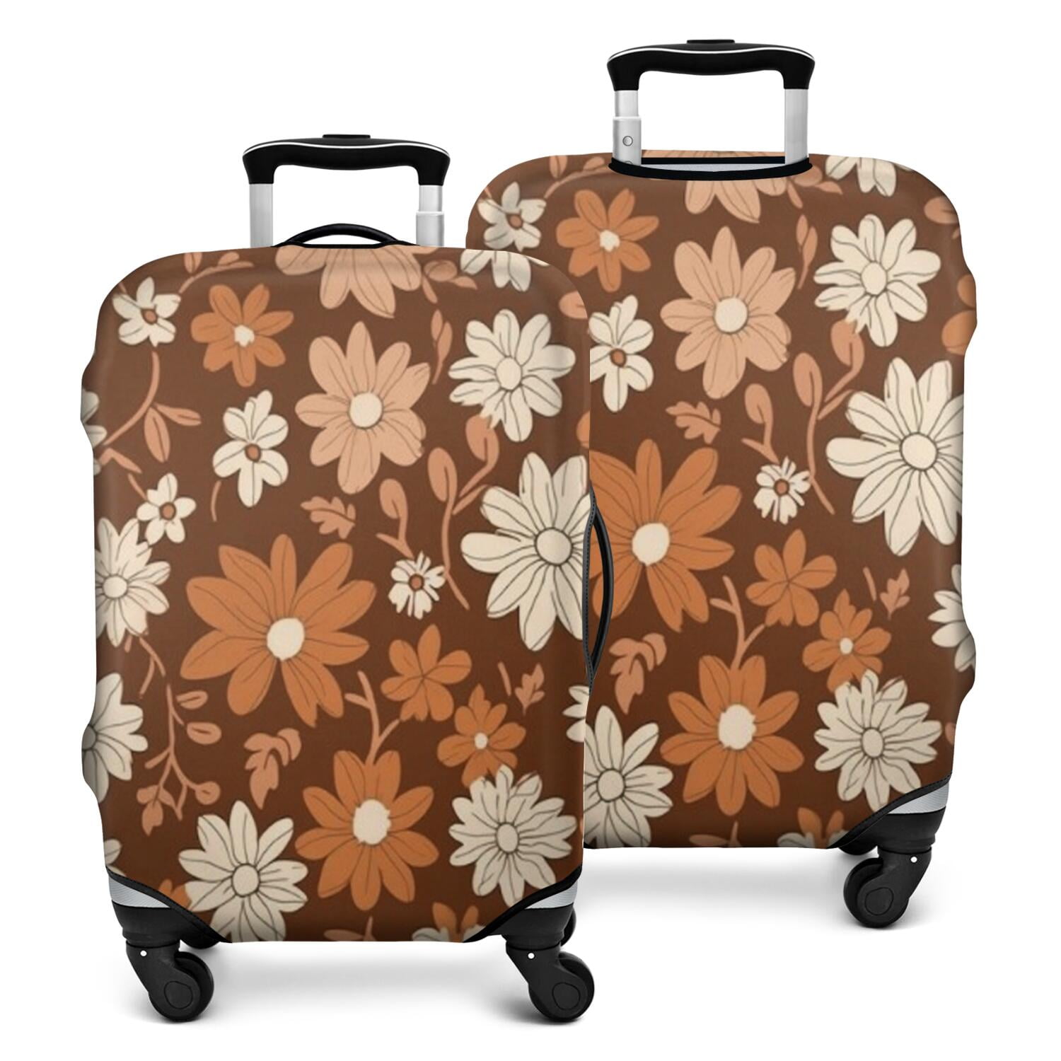 Brown Daisy Flower Floral Pattern Luggage Cover Fashion Suitcase Cover ...