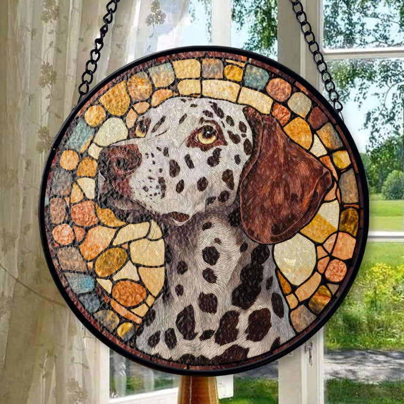 Brown Dalmatian Stained Glass SunCatcher Liver Dalmation Light Catcher ...