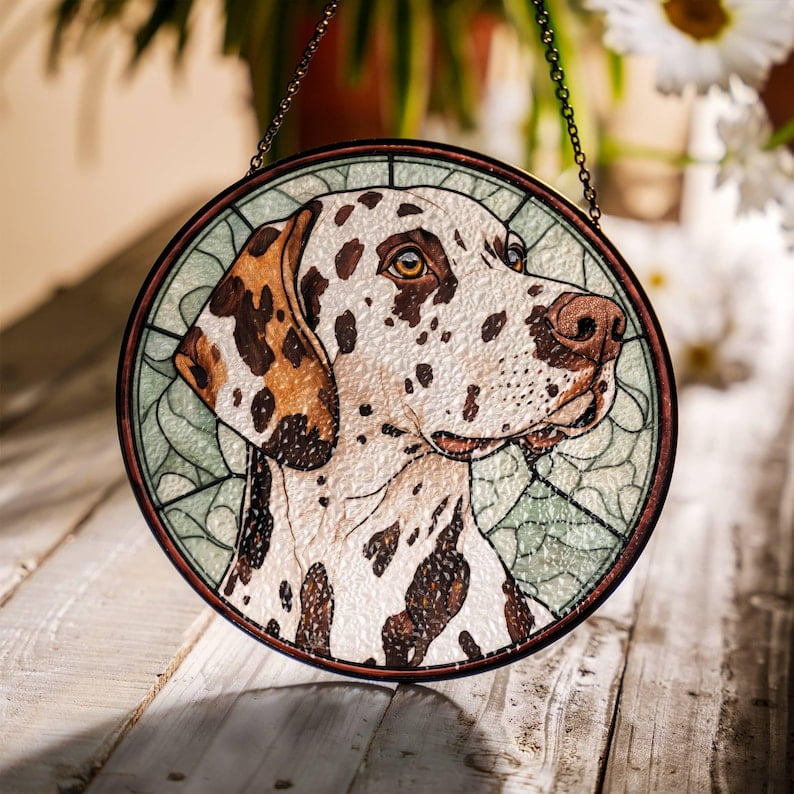Brown Dalmatian Stained Glass SunCatcher Liver Dalmation Light Catcher ...