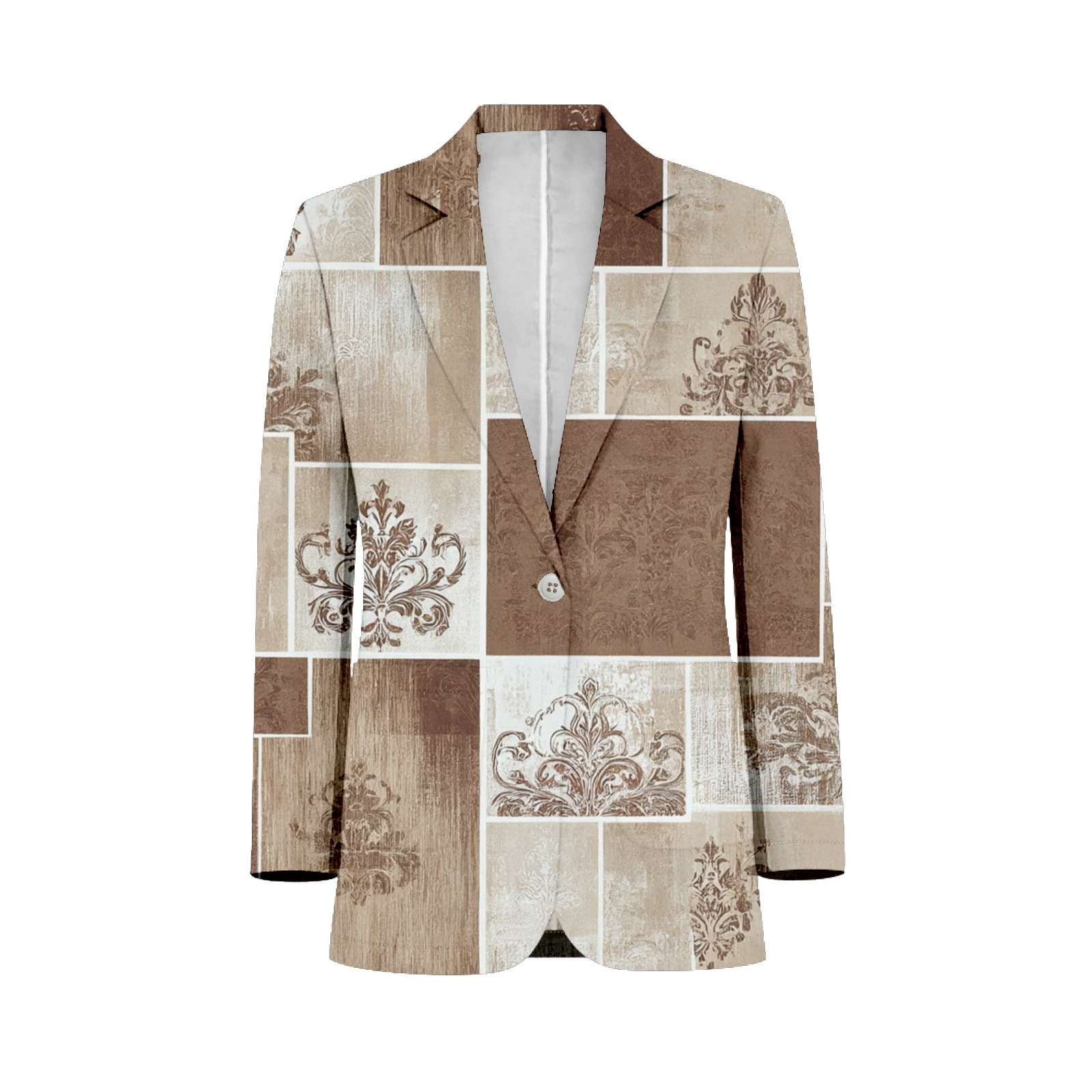 Brown Damask Patchwork Design Mens Suits Shawl Collar Slim Fit Suit ...