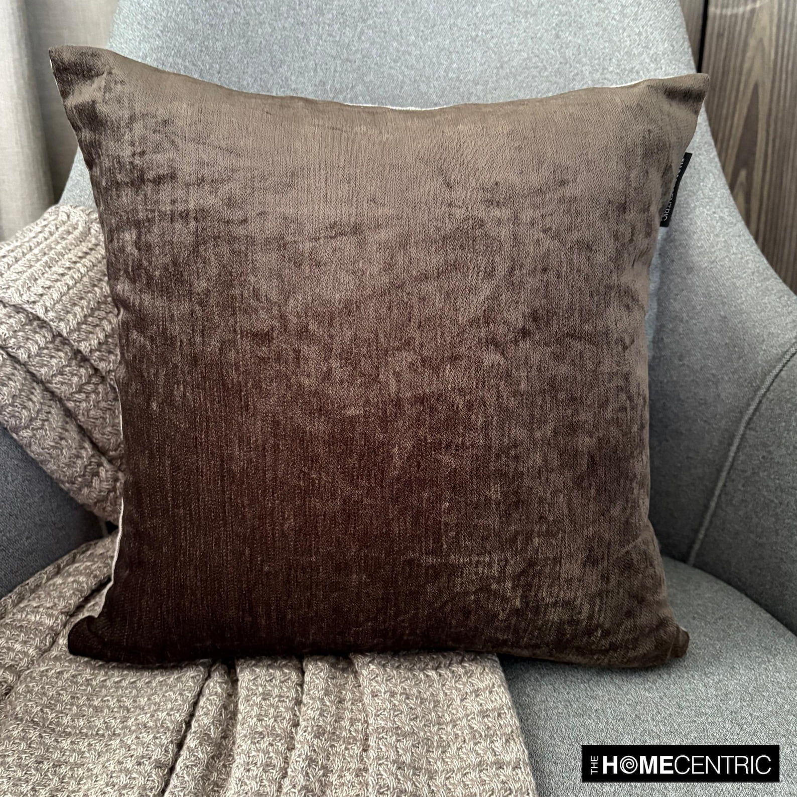 Brown Decorative Throw Pillow Covers 24"x24" | Modern Velvet Cushion ...