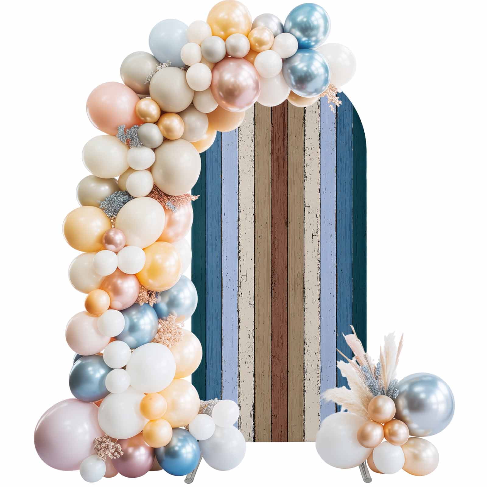 Brown Deep Blue Arch Backdrop Cover 6 FT Modern Vintage Wood Texture ...