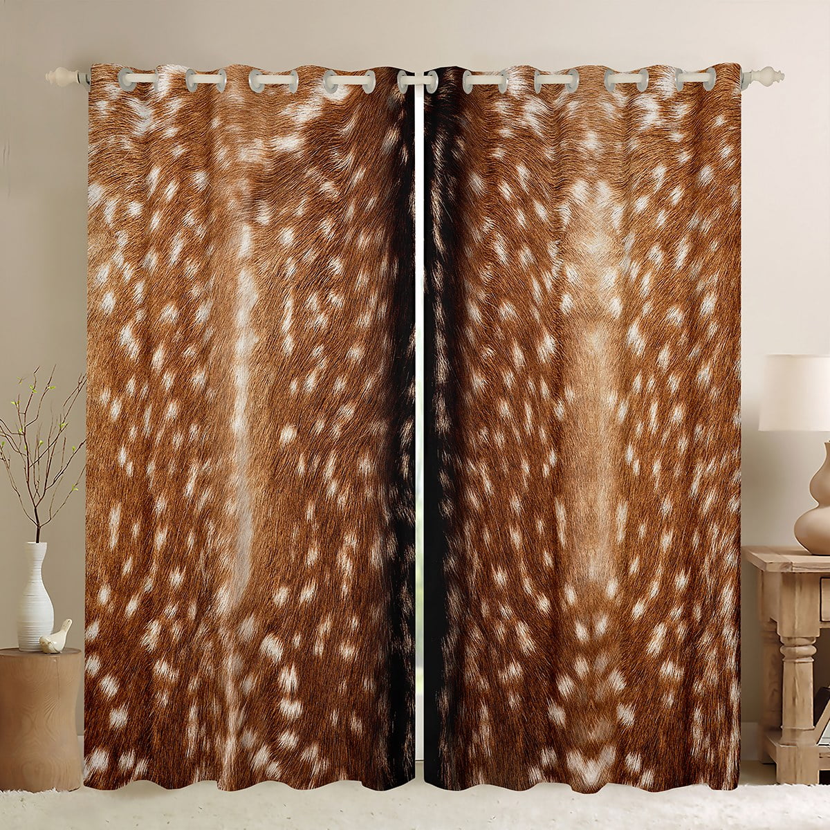 Brown Deer Hide 30%-50% Blackout Curtains,Hunting Elk Reindeer Window ...