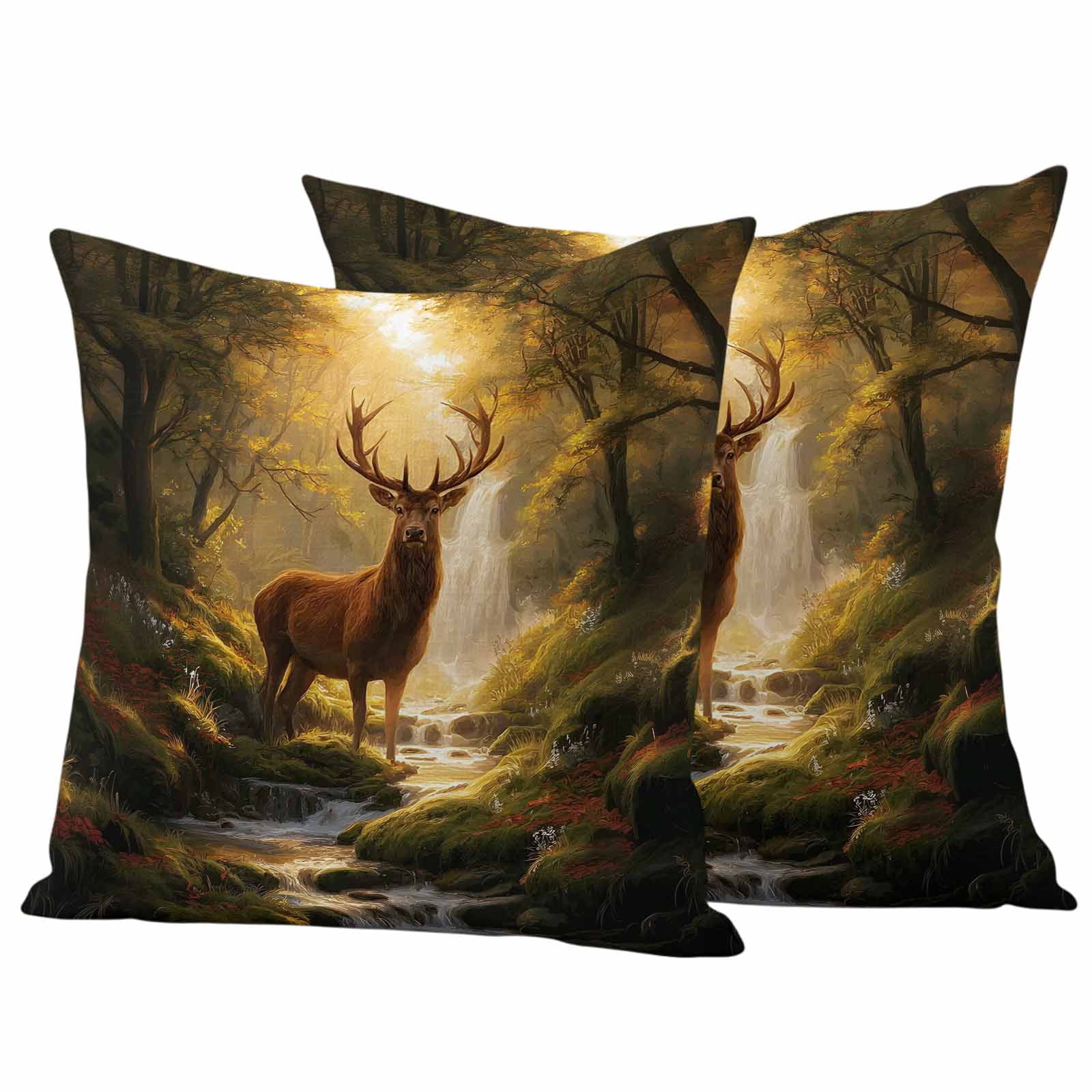 Brown Deer Outdoor Waterproof Pillow Covers, Forest Modern Art Animals ...