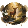 Brown Deer Round Tablecloth 55-60 Inch Round Fitted Table Cloth with ...