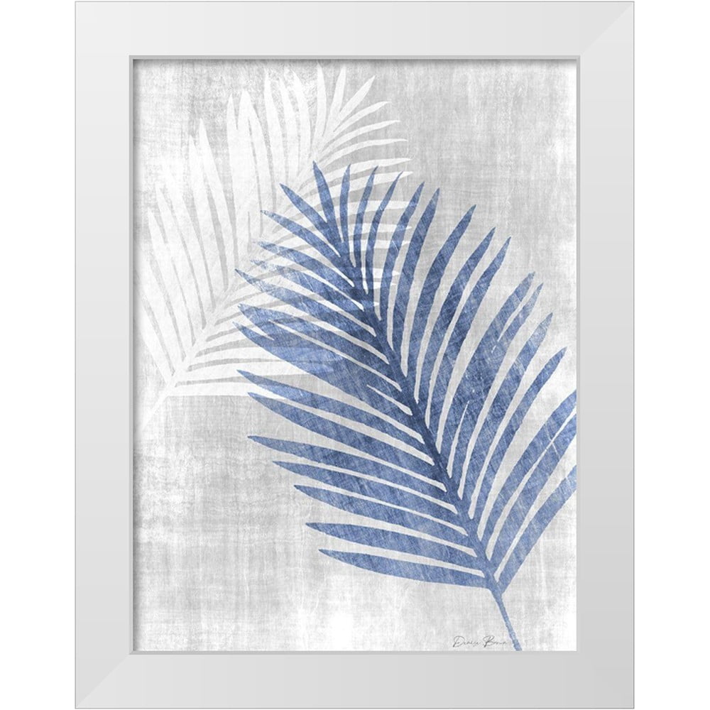 Brown, Denise 25x32 White Modern Wood Framed Museum Art Print Titled - Navy Palm Silhouette 1 ...