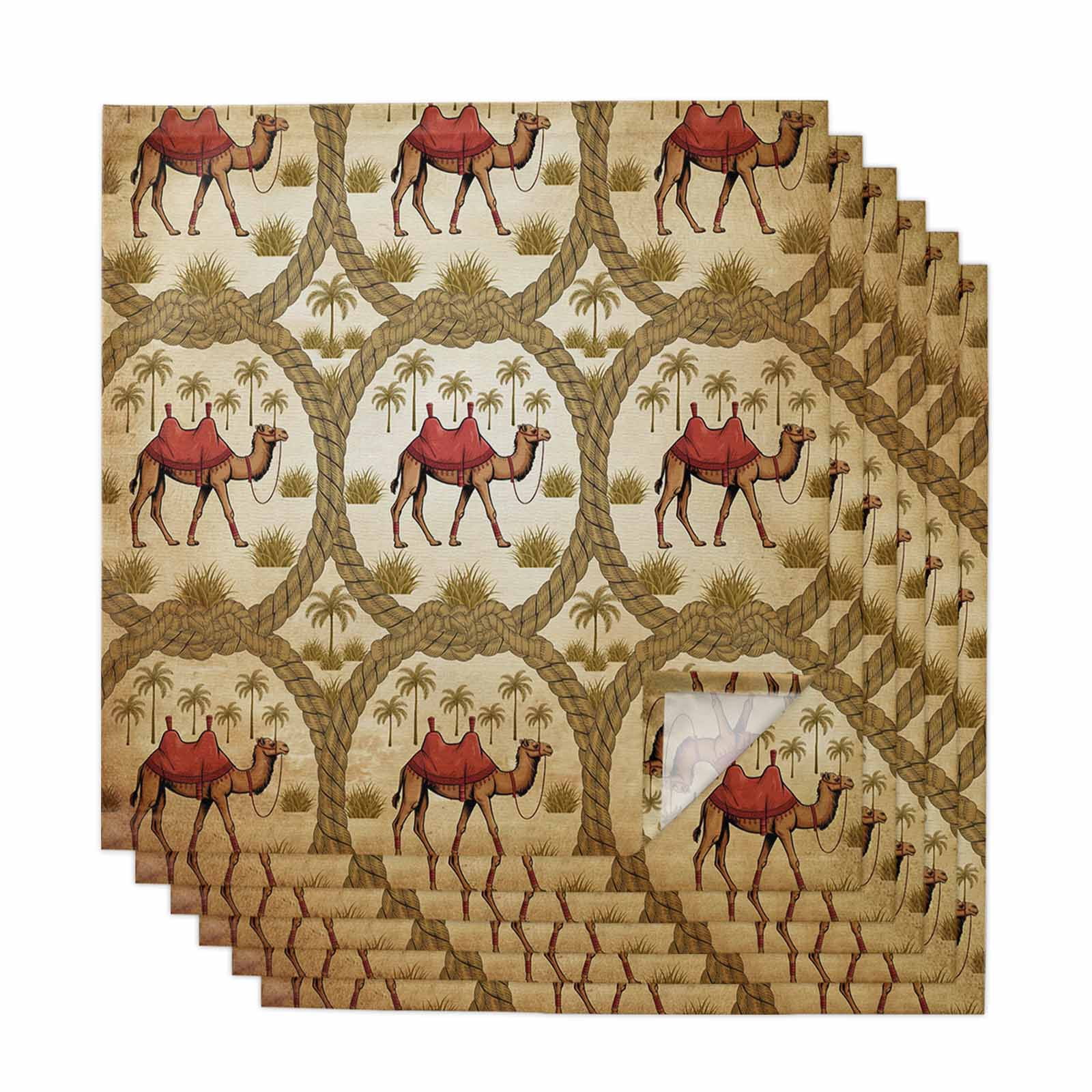 Brown Desert Camels Cloth Napkins, Tropical Date Coconut Trees Cords ...