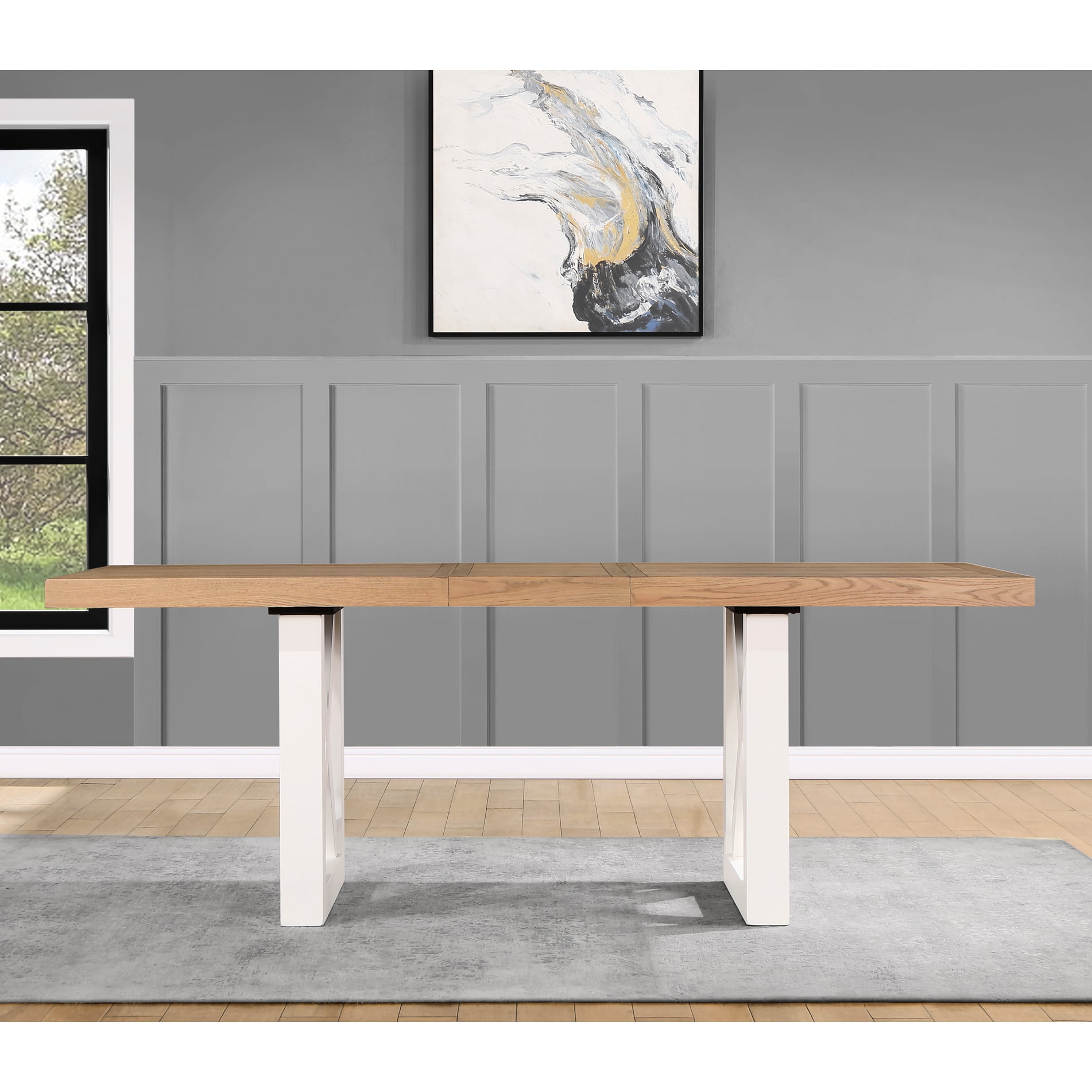 Brown Desk Table - Superior Craftsmanship, Oak Veneer, , Expands To 96 ...