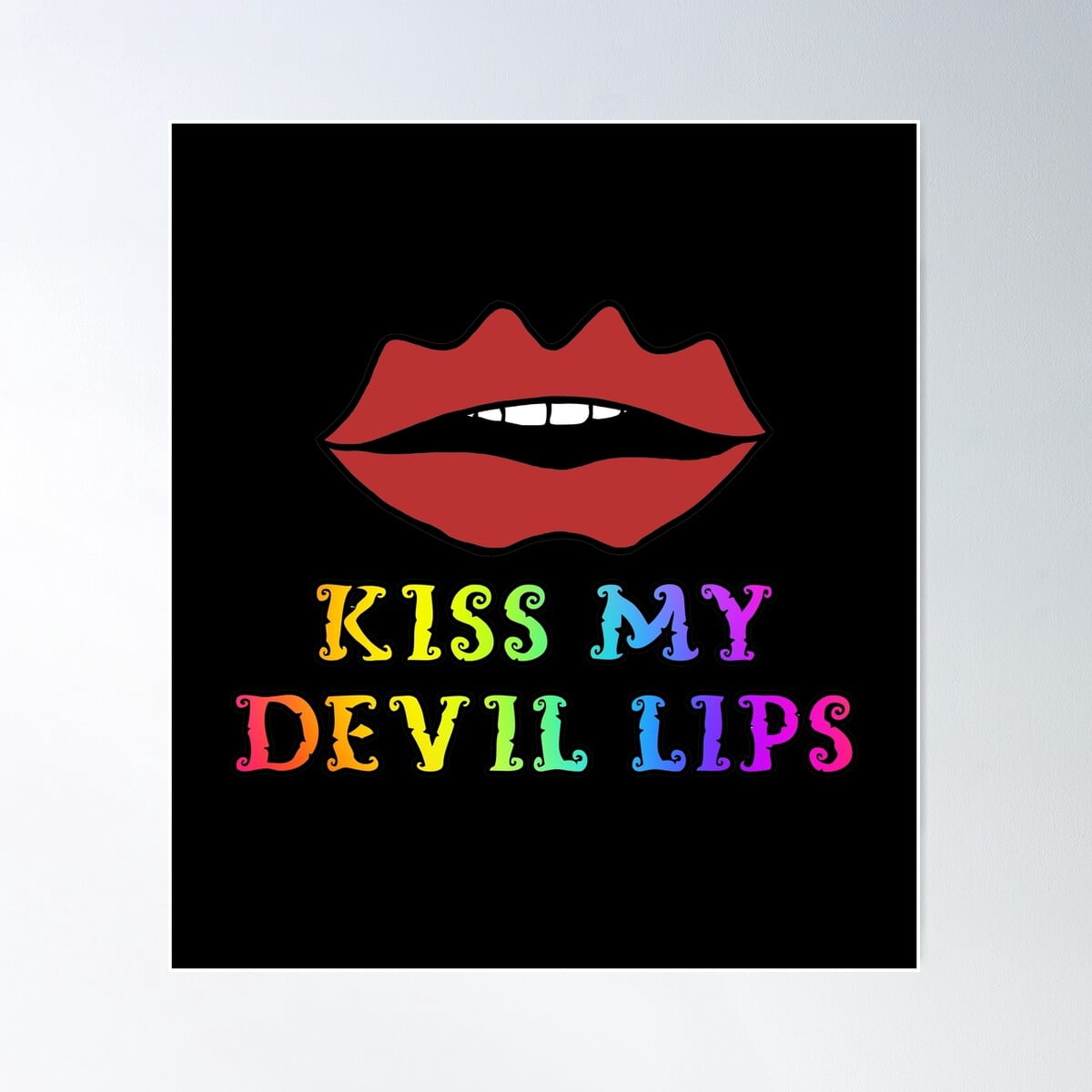 Brown Devil Lips Poster Wall Art, Modern Wall Decor For Living Room ...