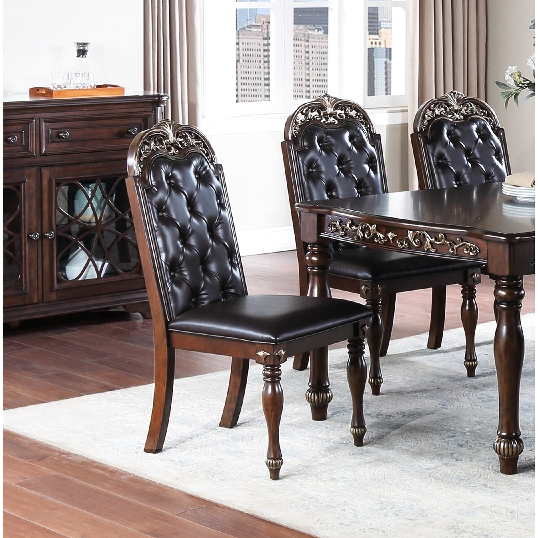 Brown Dining Chairs+Intricate Tufted Design