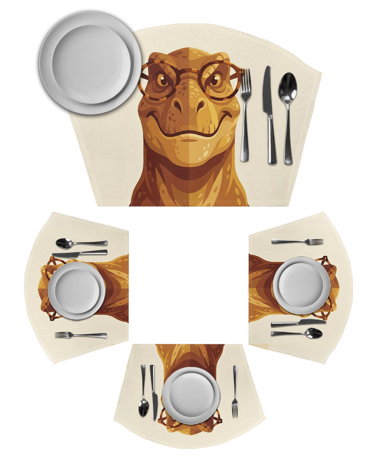 Brown Dinosaurs Round Table Placemats Set of 2 Wedge Placemats, Funny ...
