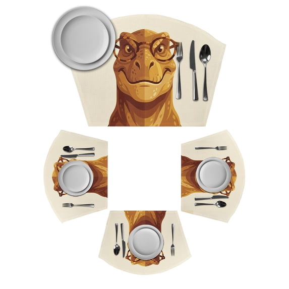 Brown Dinosaurs Round Table Placemats Set of 2 Wedge Placemats, Funny ...