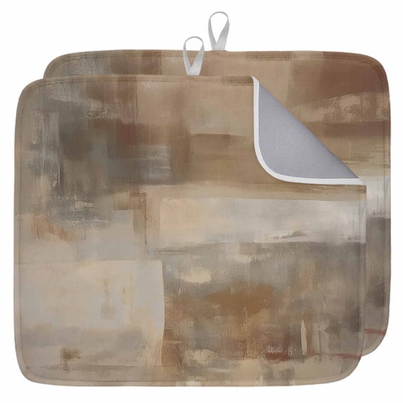Brown Dish Drying Mat for Kitchen Counter, Oil Painting Abstract Art ...