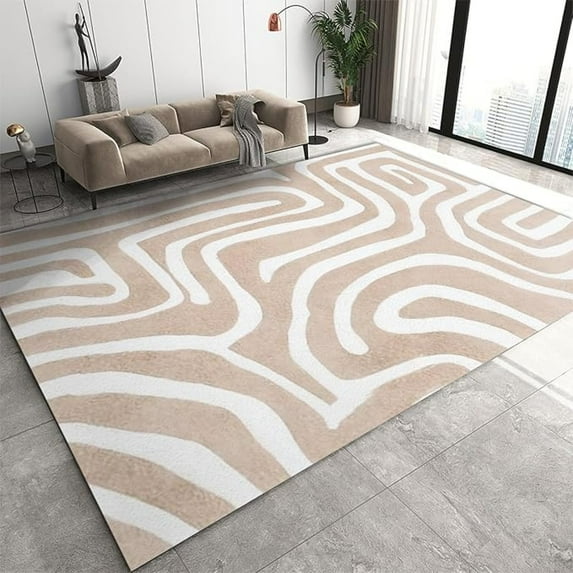 Brown Distorted Lines Area Rugs, Retro Medieval Art Style Floor Rug ...