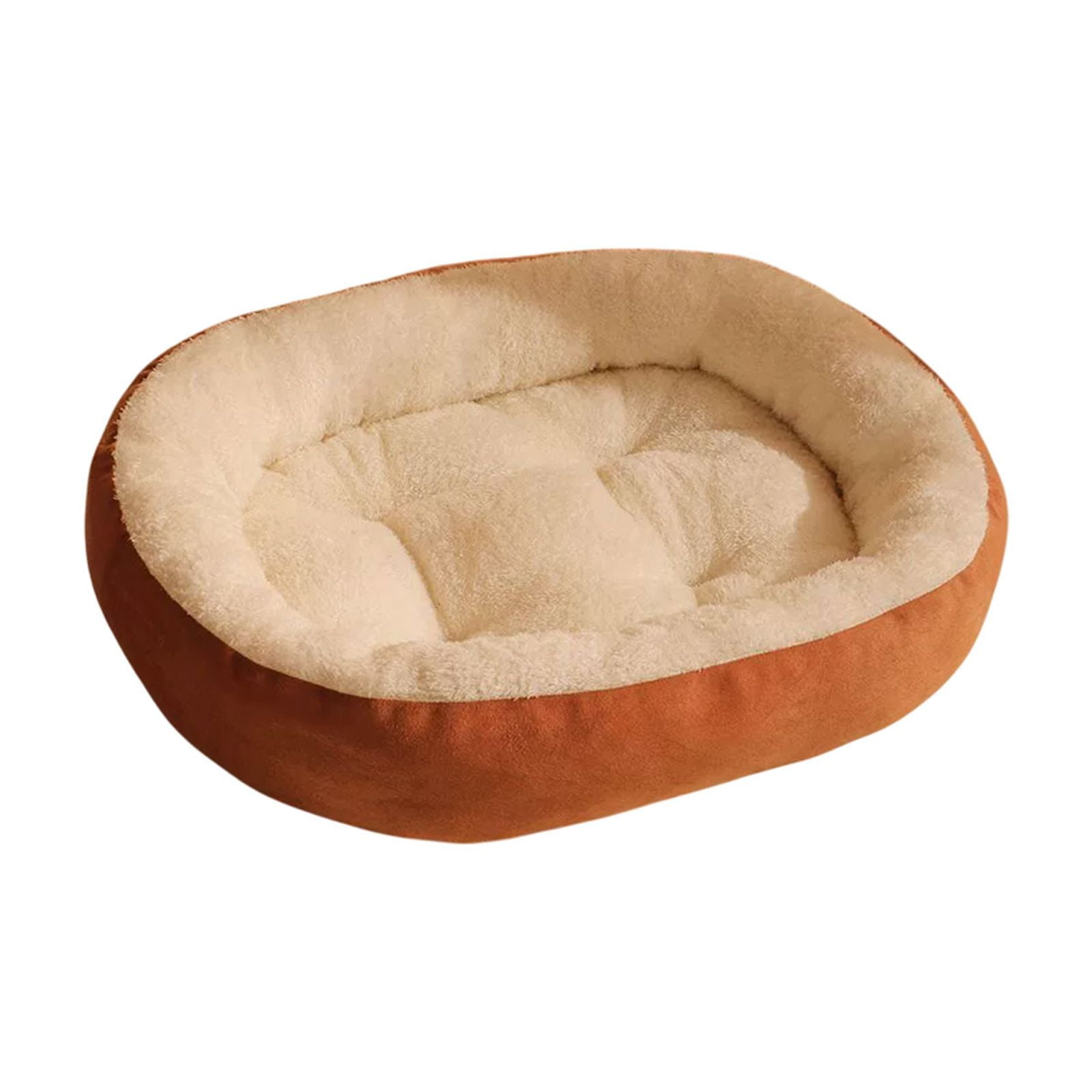 Brown Dog House Oval Pet Bed Winter Warmth For Cats And Dogs Fleece ...