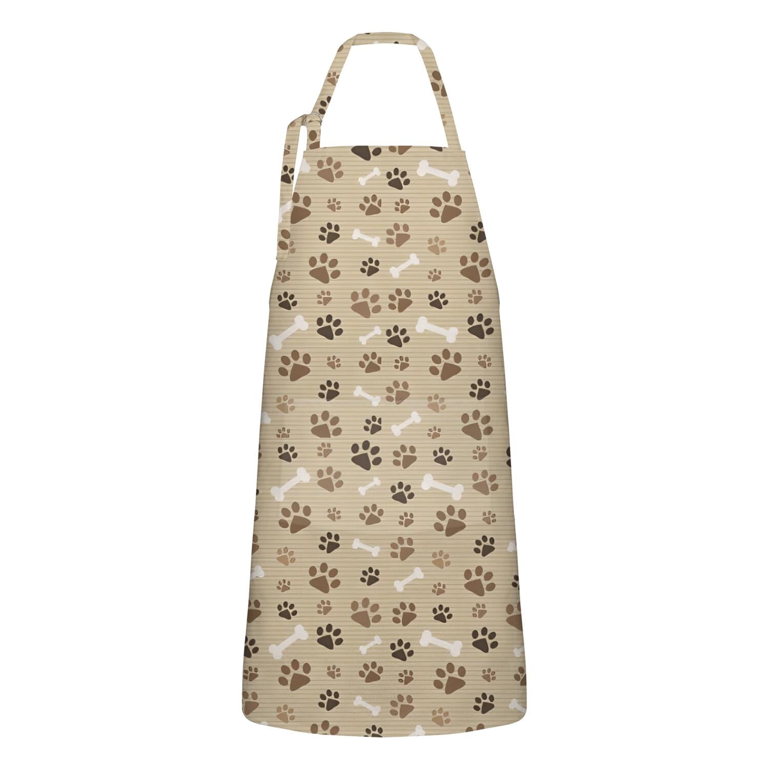 Brown Dog Paw Footprint Bone Apron-Garden Aprons for Women with Pockets ...