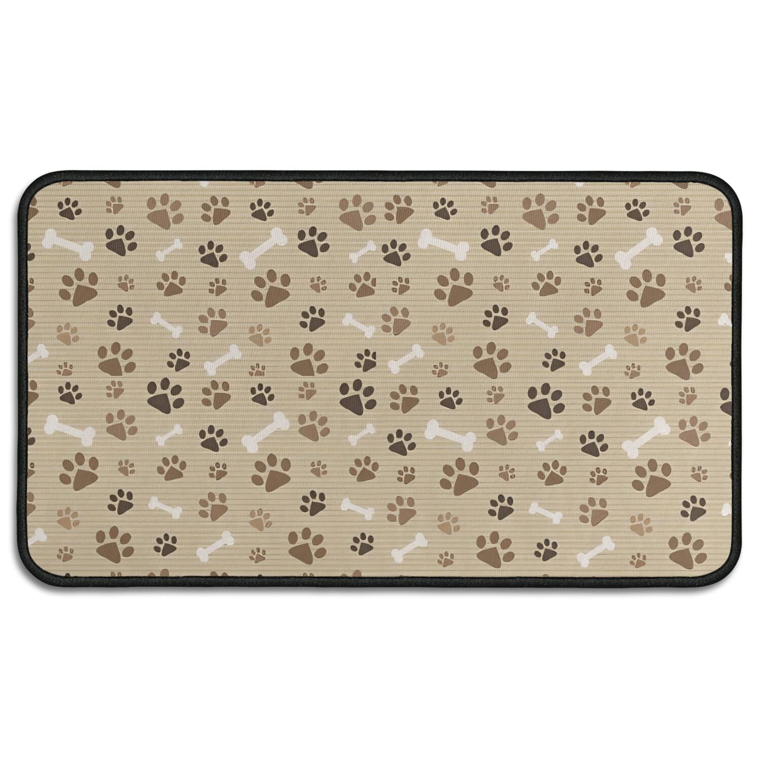 Brown Dog Paw Footprint Bone Door Rugs,Washable Non Slip Door Mats ...