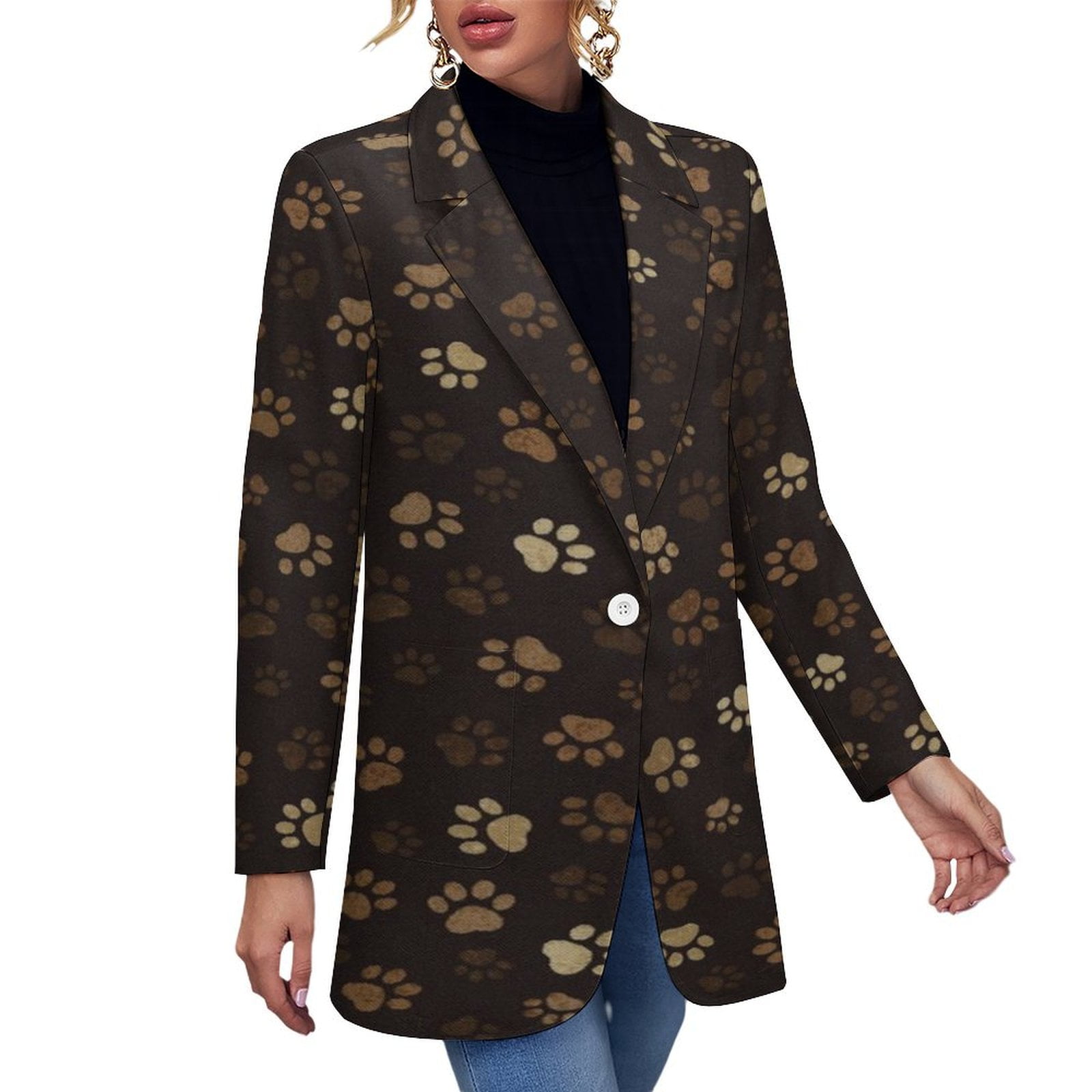 Brown Dog Paw Retro Style Woman Casual Loose Suits Summer Jacket Woman ...