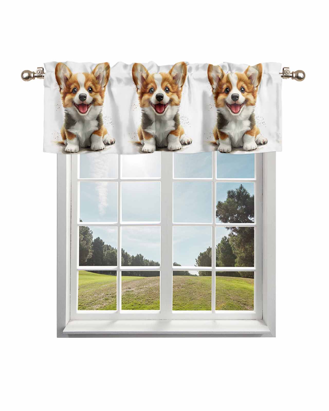 Brown Dogs Curtain Valance for Windows/Living Room/Kitchen/Bathroom ...