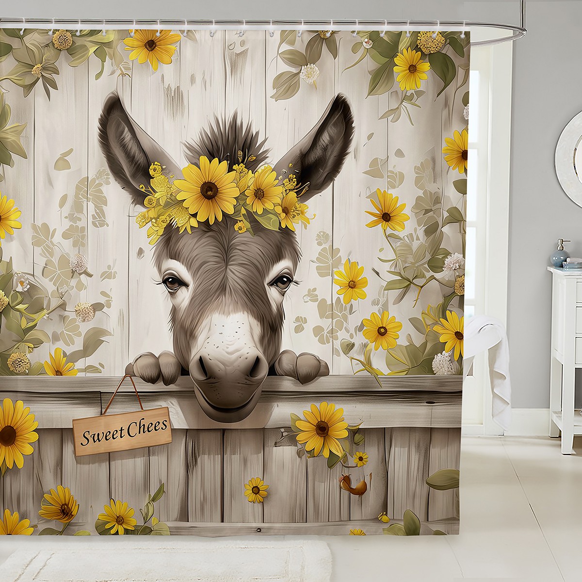 Brown Donkey Shower Curtain 3D Wild Aninal Donkey Print Bath Curtain ...
