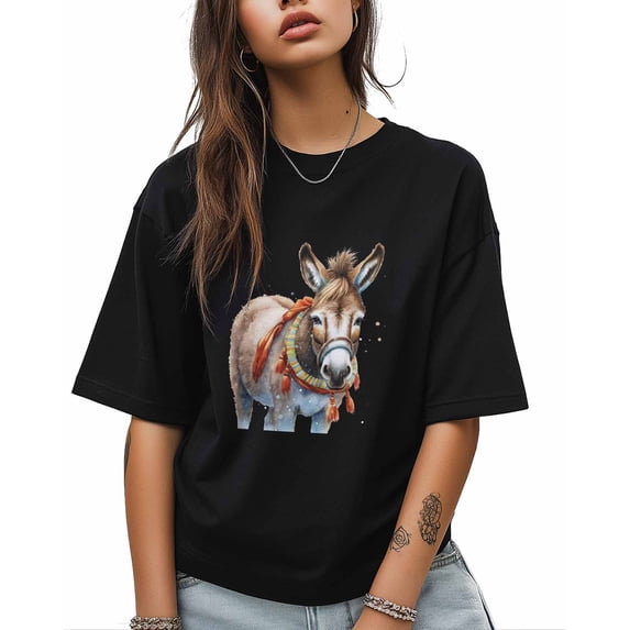 Brown Donkey T Shirts for Women Short Sleeve Cotton Crewneck T-Shirt ...