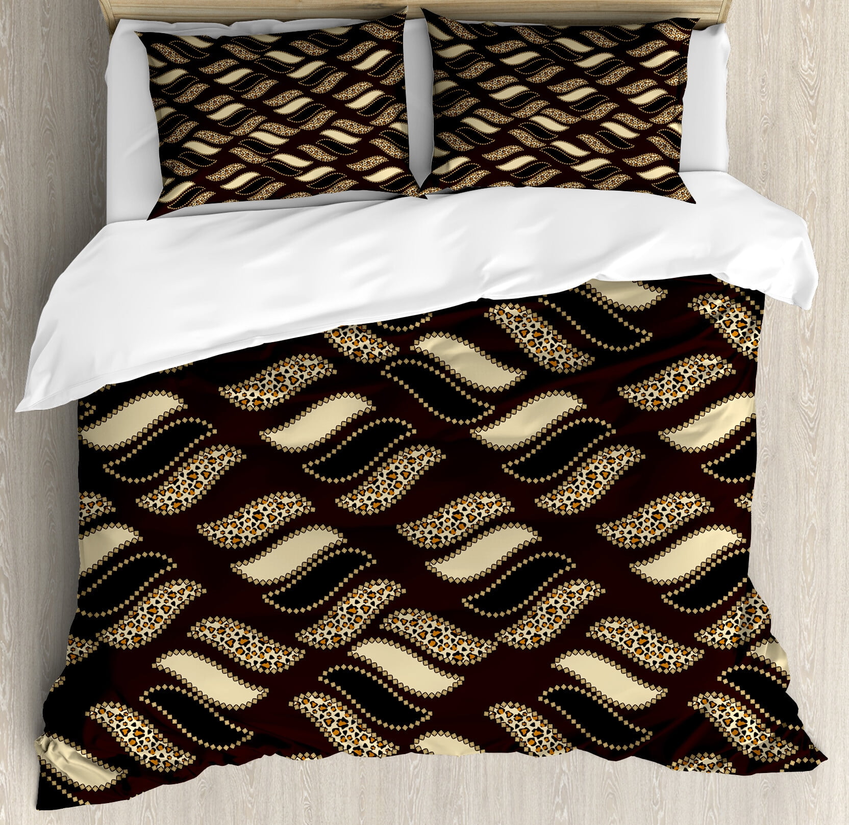 Brown Duvet Cover Set, Ethnic African Style Cheetah Skin Texture ...