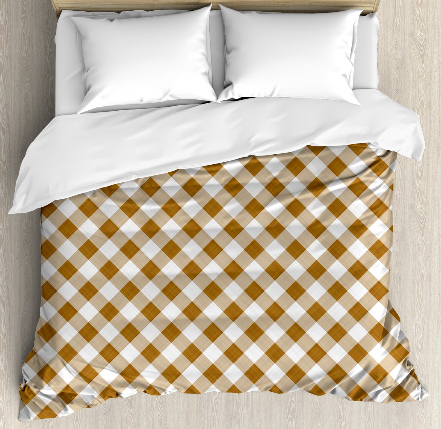 Brown Duvet Cover Set, Texture of Tartan Cloth Pattern Geometric Design ...