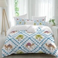 Brown Elephants Green Palm-trees California King Size Bed Set,Abstract ...