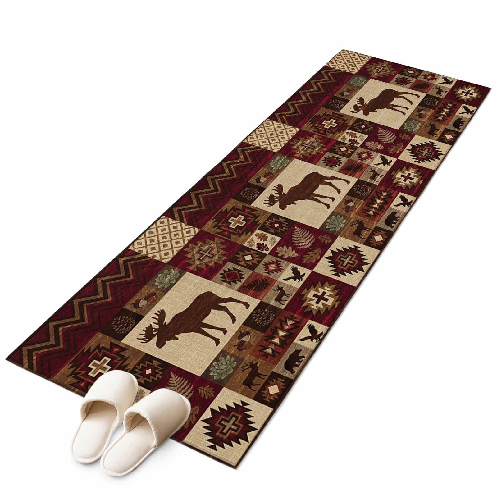 Brown Elk Boho Kitchen Runner Rug 2x6 Washable Runners for Hallway Non ...