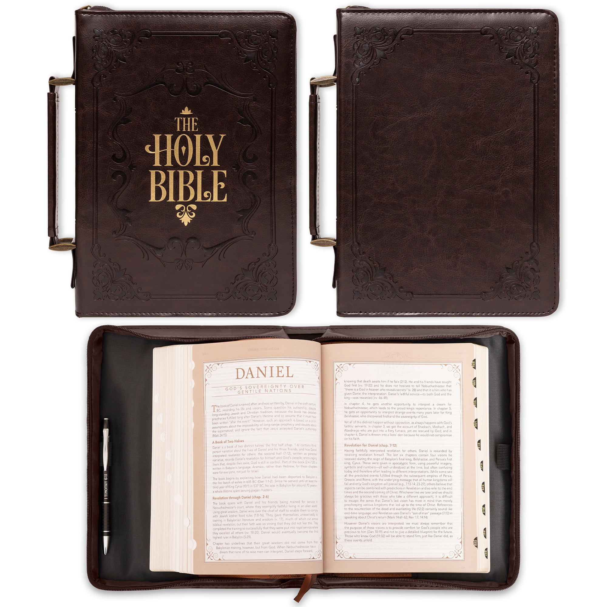 Christian Art Gifts Large Brown Embossed Bible Cover - Walmart.com