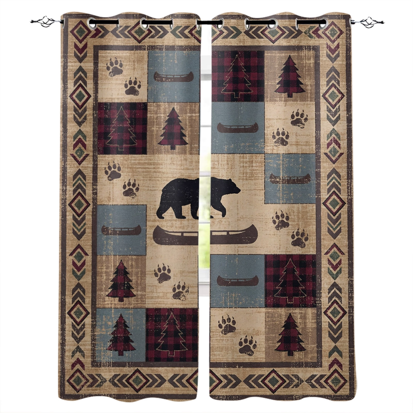 Brown Ethnic Blackout Curtains for Bedroom/Living Room, Thermal ...