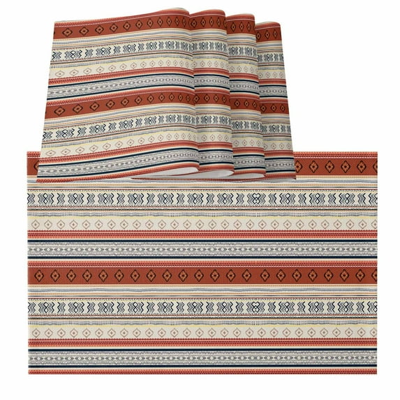 Brown Ethnic Boho Placemats for Dinning Table Set of 6, Modern Stripes ...