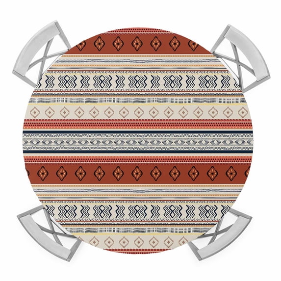 Brown Ethnic Boho Round Tablecloth for 55-60 Inch Tables,Fitted Table ...