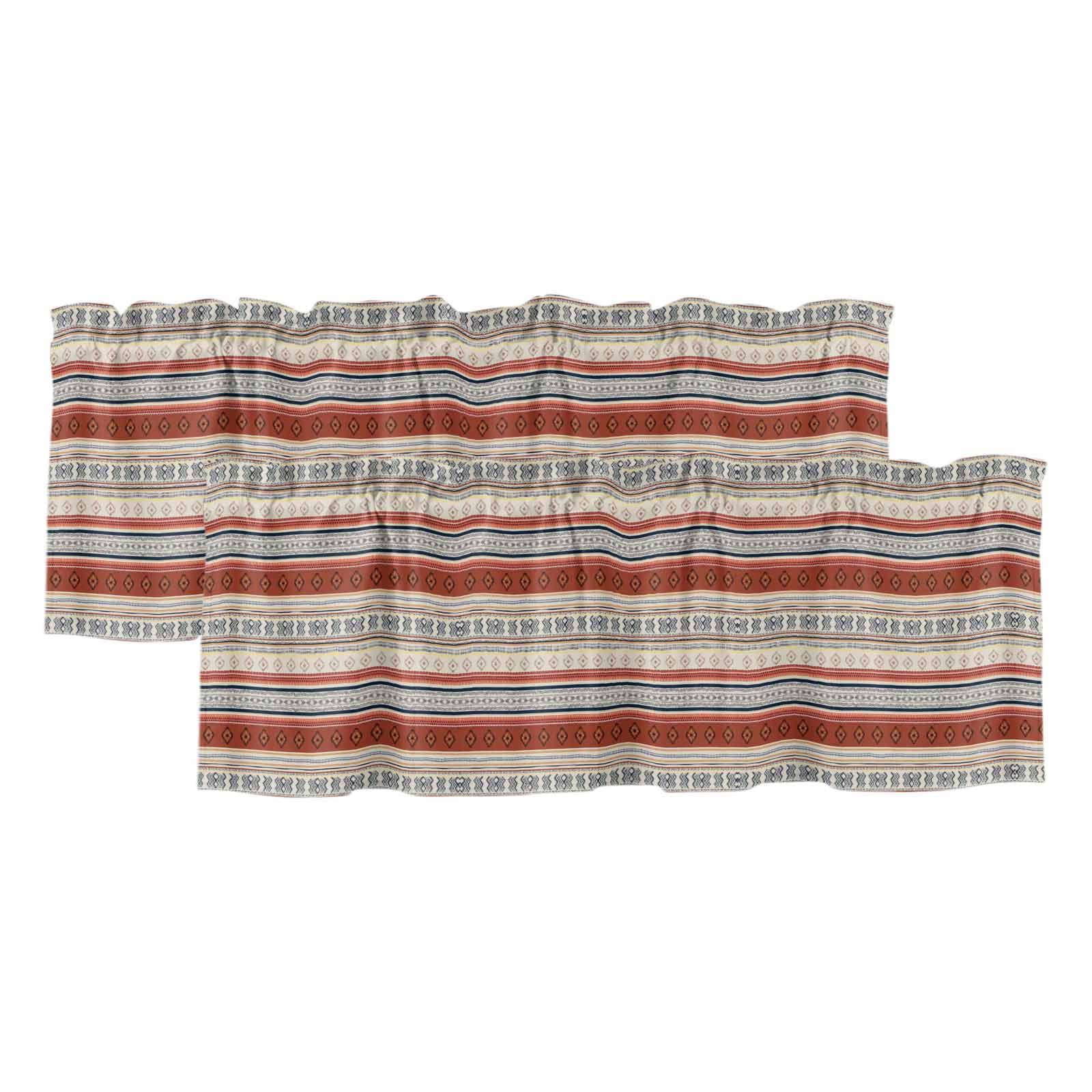 Brown Ethnic Boho Valances for Windows, Modern Stripes Geometric ...