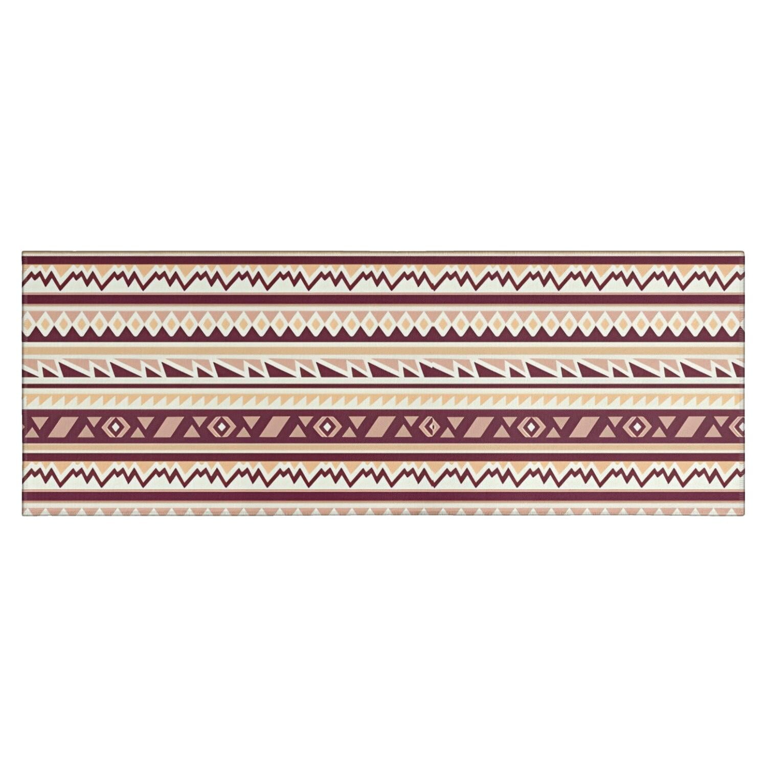 Brown Ethnic Stripe Pattern Kitchen Rug Mat,Kitchen Runner Rugs Non ...