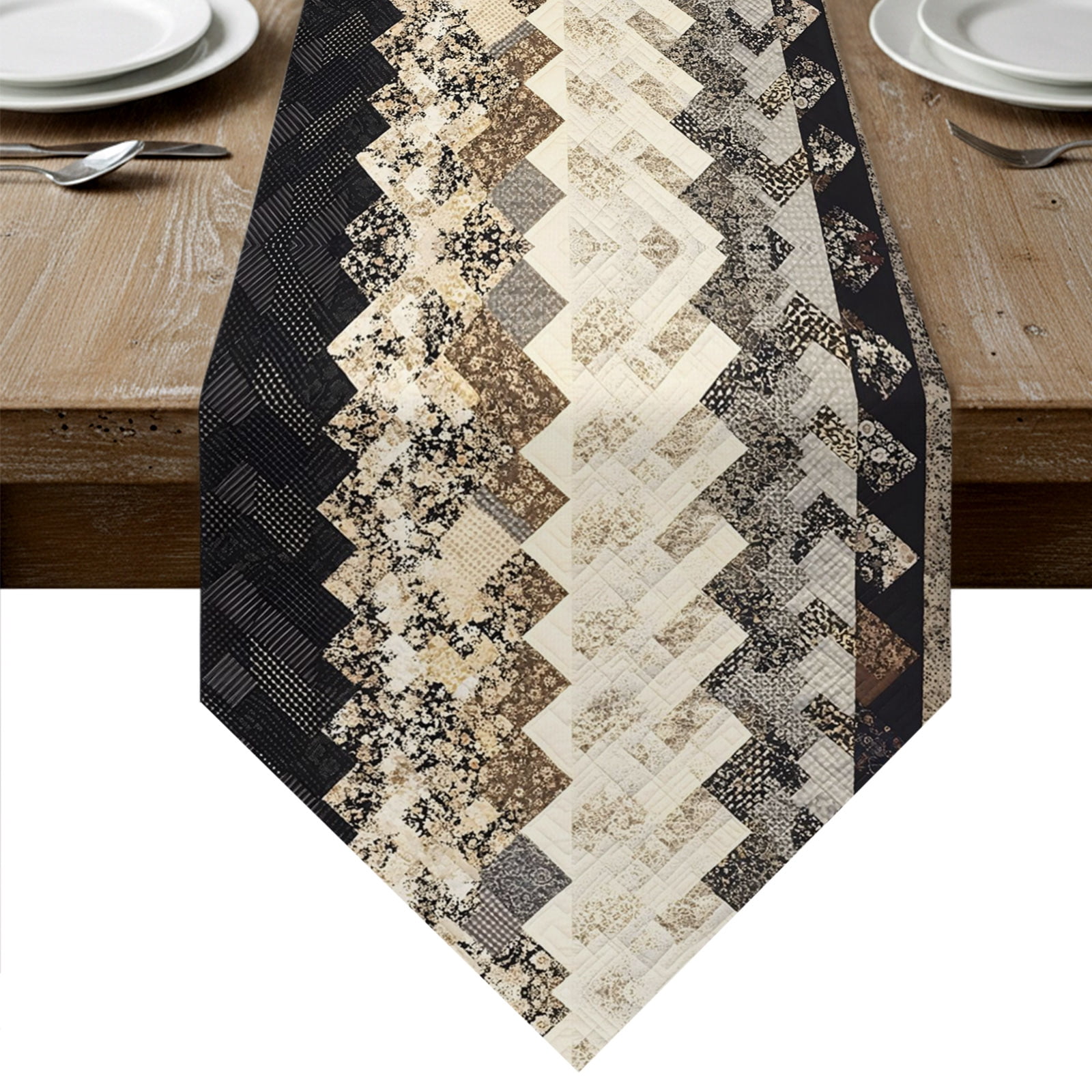 Brown Ethnic Table Runner Linen Burlap Table Runner 72 Inches Long ...