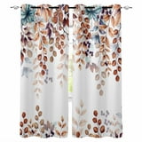 Brown Eucalyptus Fall Blackout Curtains 84 Inches Long, Botanical ...