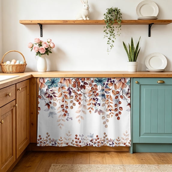 Brown Eucalyptus Fall Sink Skirt 11"Wx13"L,Dustproof Under Sink Curtain ...